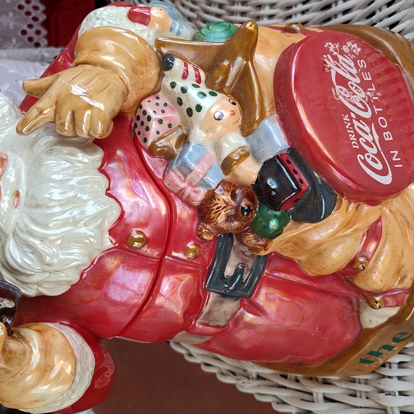 Coca Cola | Kitchen | Coca Cola Santa Claus Cookie Jar Red And Cream ...